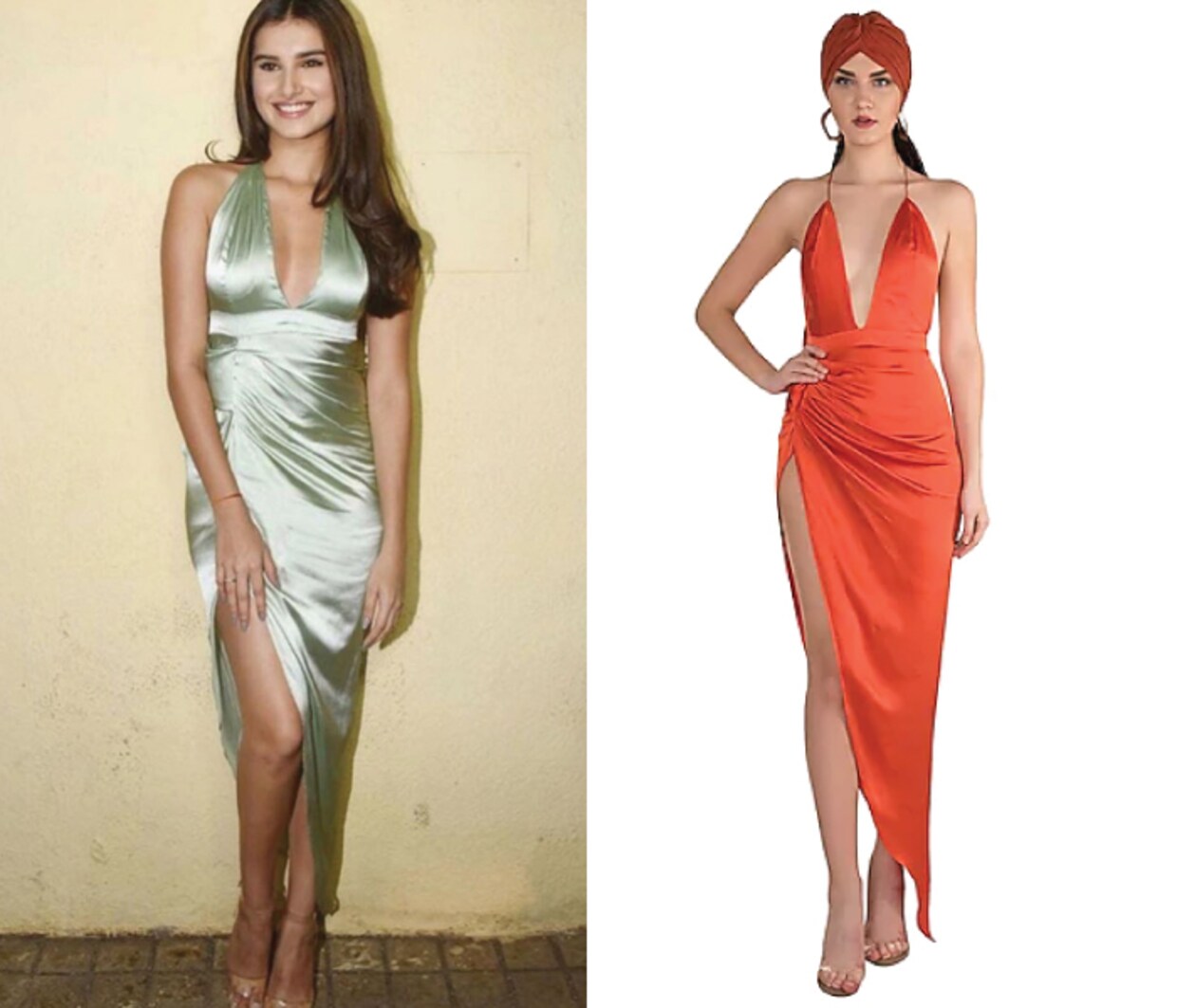 Orange Satin Dress With Rust Turban by Deme by Gabriella at Pernia's ...