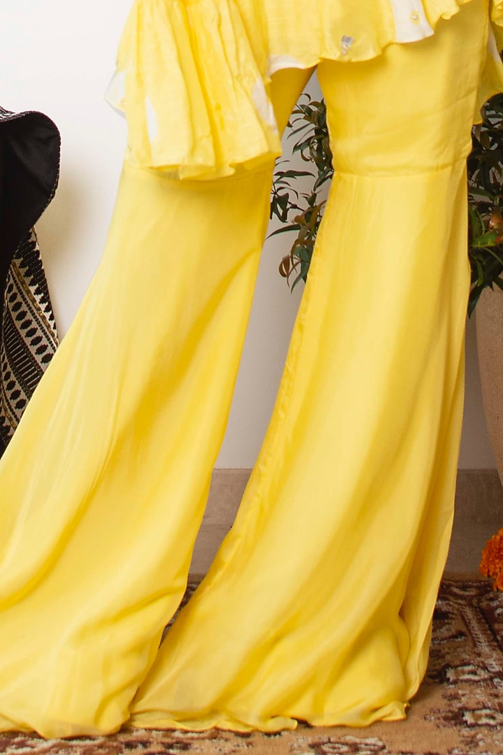 Butter Yellow Flat Chiffon Sharara Set by Dhwaja at Pernia's Pop Up ...