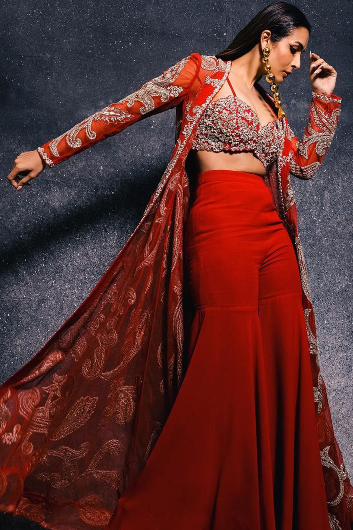 Red Georgette & Net Embroidered Jacket Set by Bhumika Sharma at Pernia ...