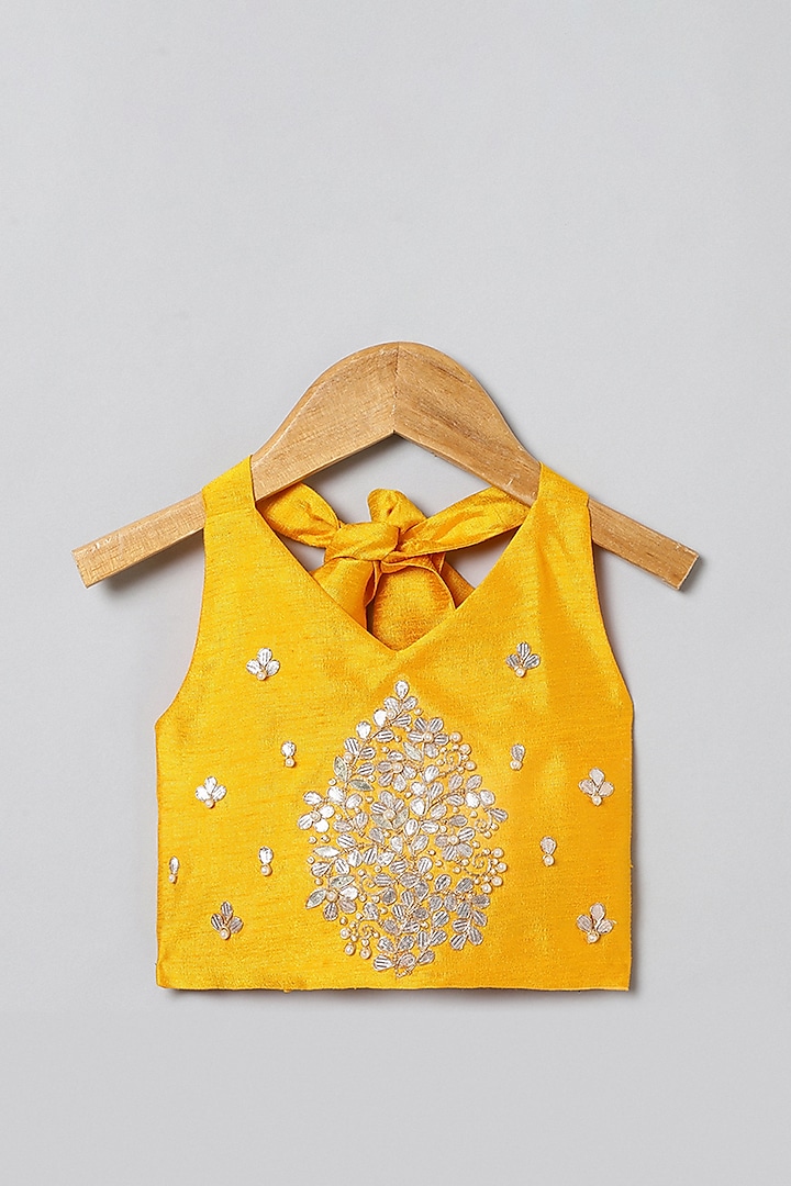Yellow Matka Silk Gota Embroidered Lehenga Set For Girls by BYB PREMIUM ...