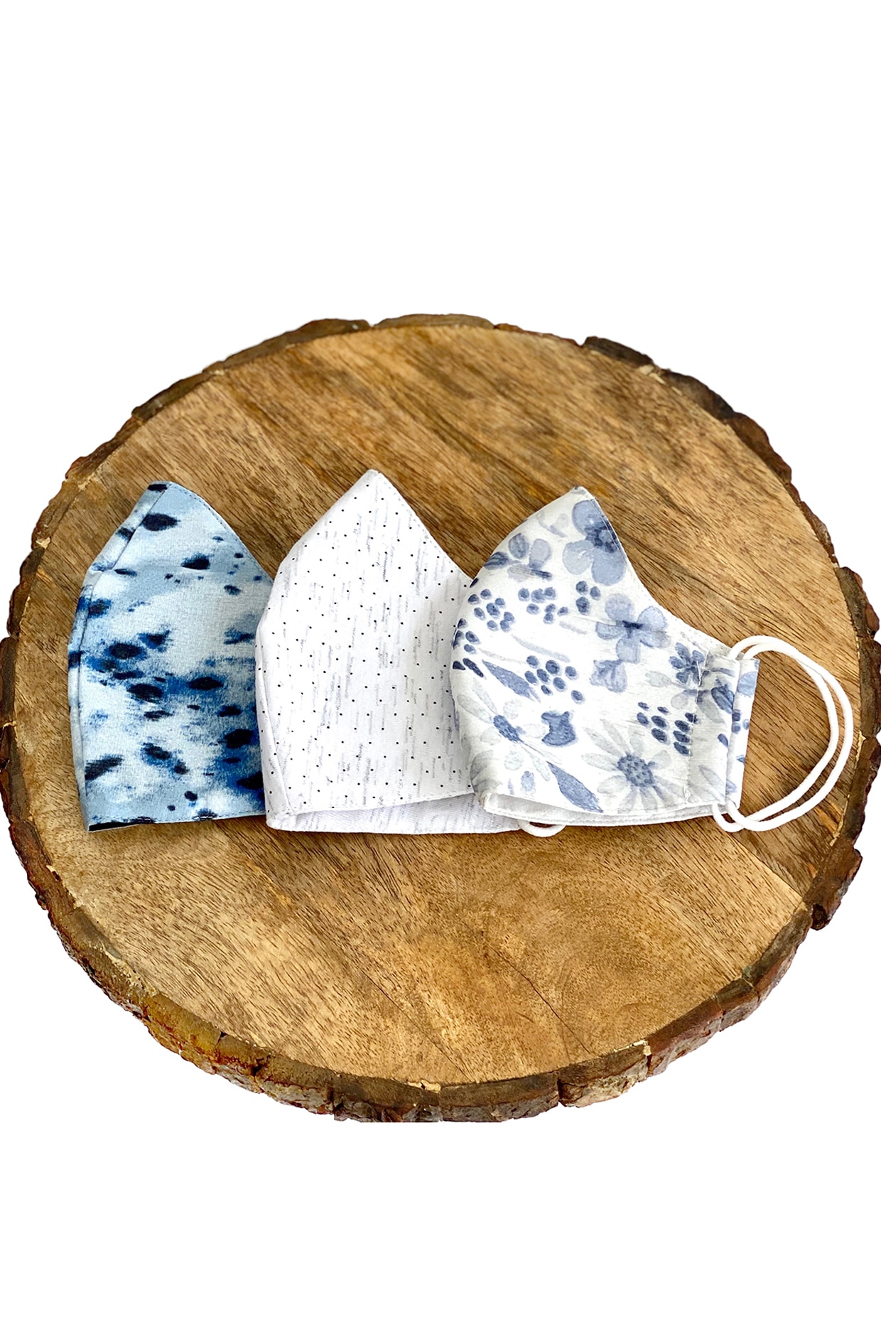 Multi Colored Printed Conical & Layered Masks With Elastics (Set Of 3 ...