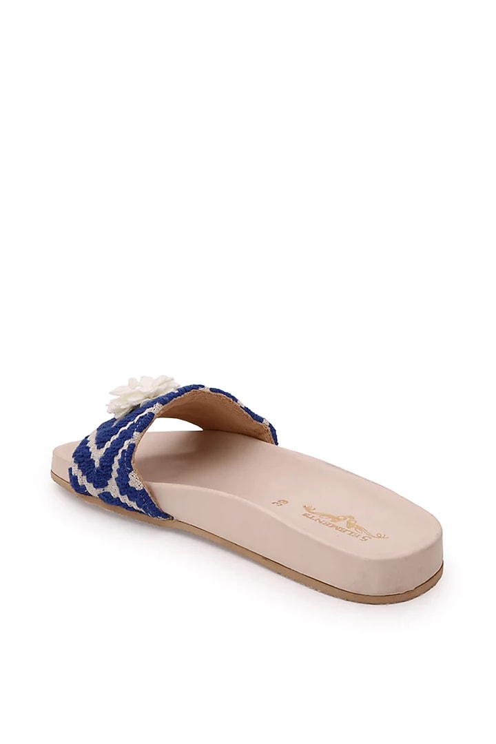 Blue Embroidered Sliders by 5 Elements at Pernia's Pop Up Shop 2025