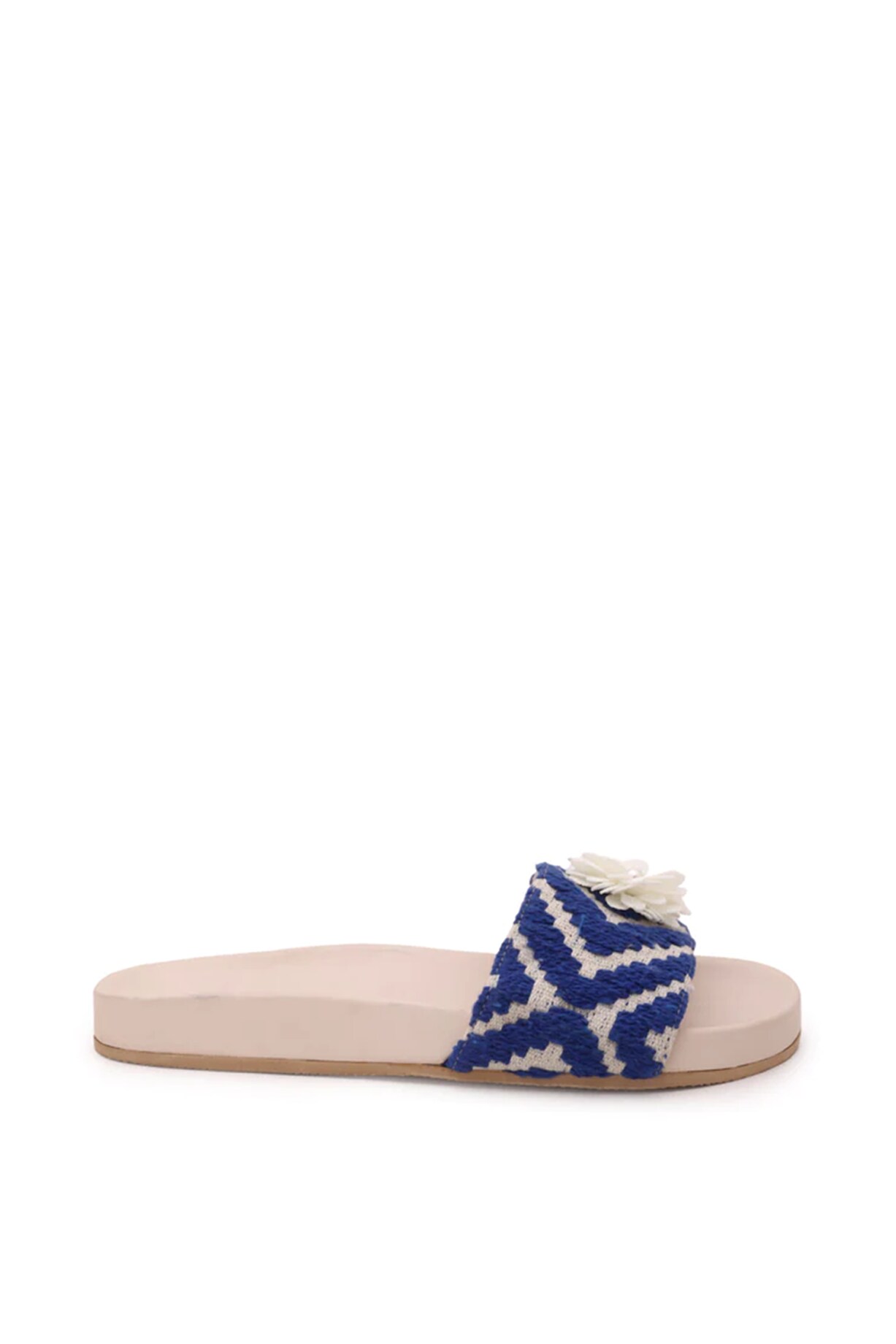 Blue Embroidered Sliders by 5 Elements at Pernia's Pop Up Shop 2025