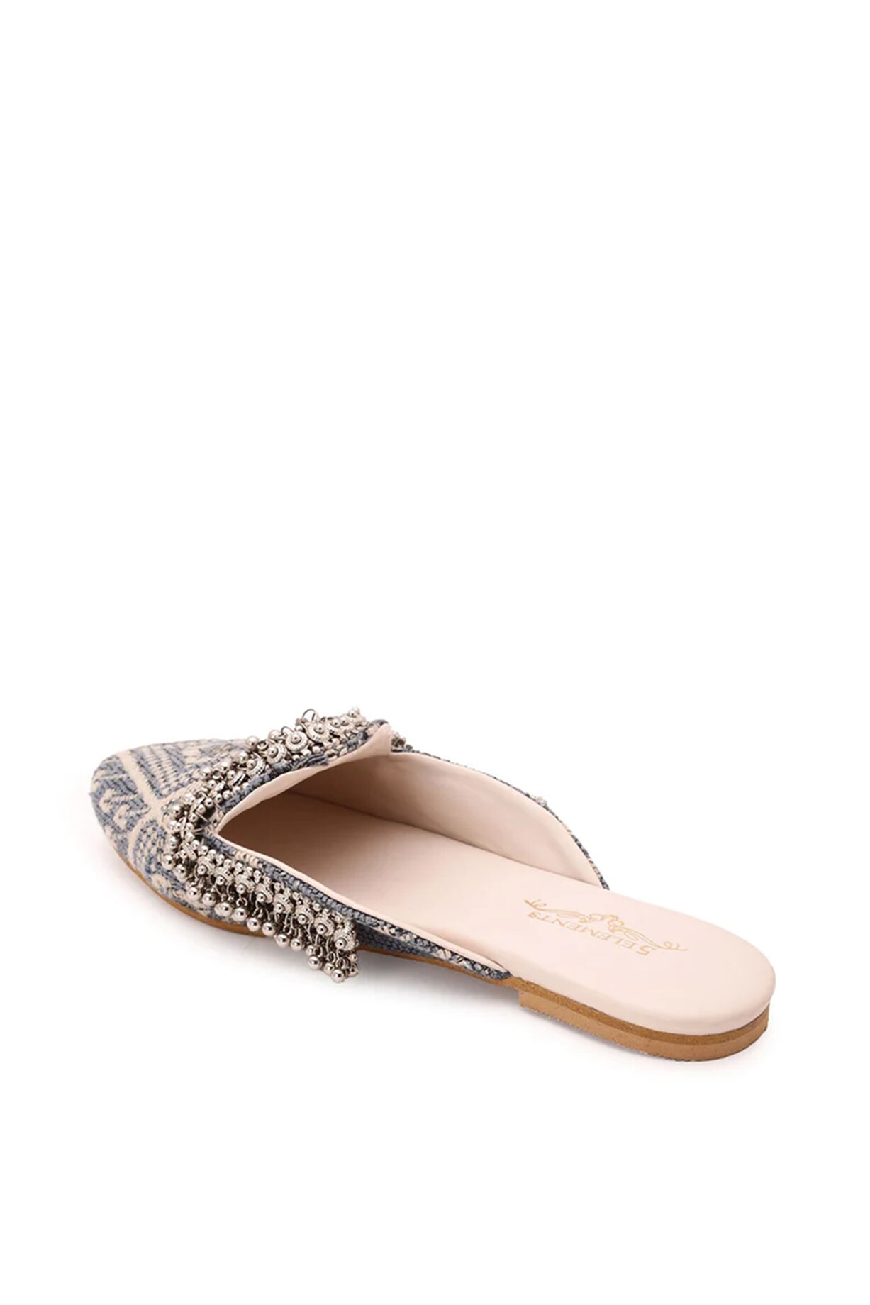 Grey Embellished Mules by 5 Elements at Pernia's Pop Up Shop 2025