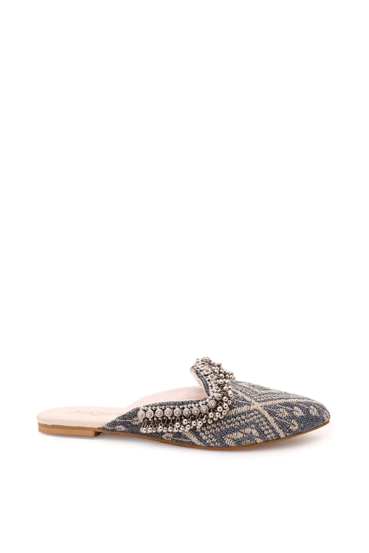 Grey Embellished Mules by 5 Elements at Pernia's Pop Up Shop 2025