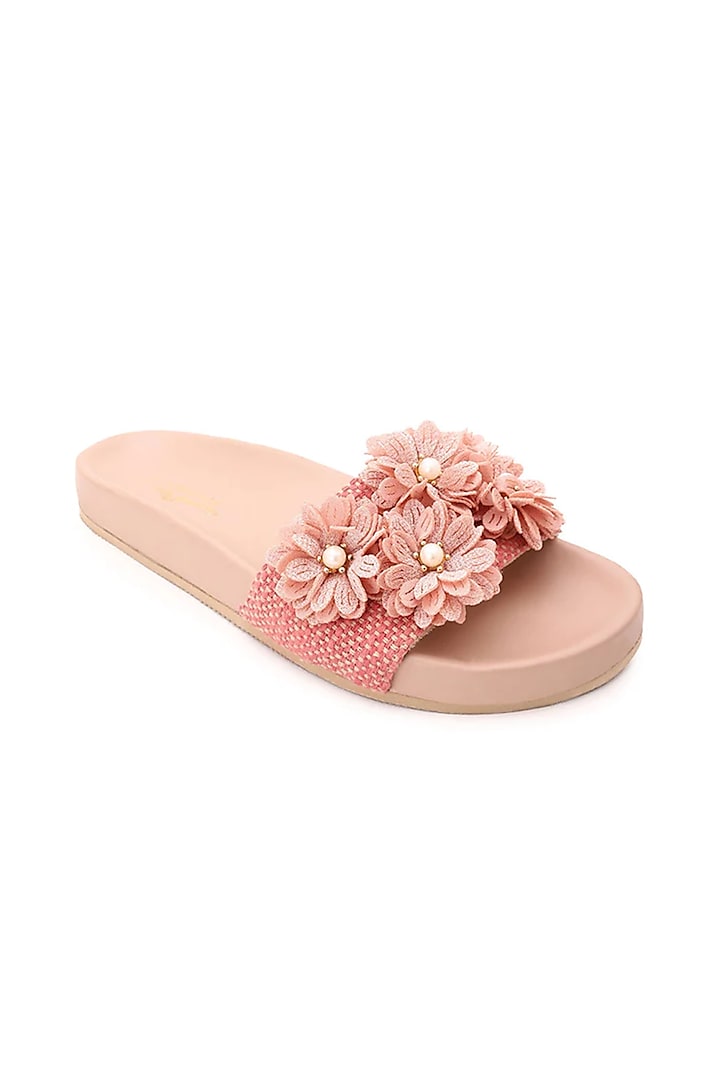 Pink Hand Embroidered Sliders Design by 5 Elements at Pernia's Pop Up ...
