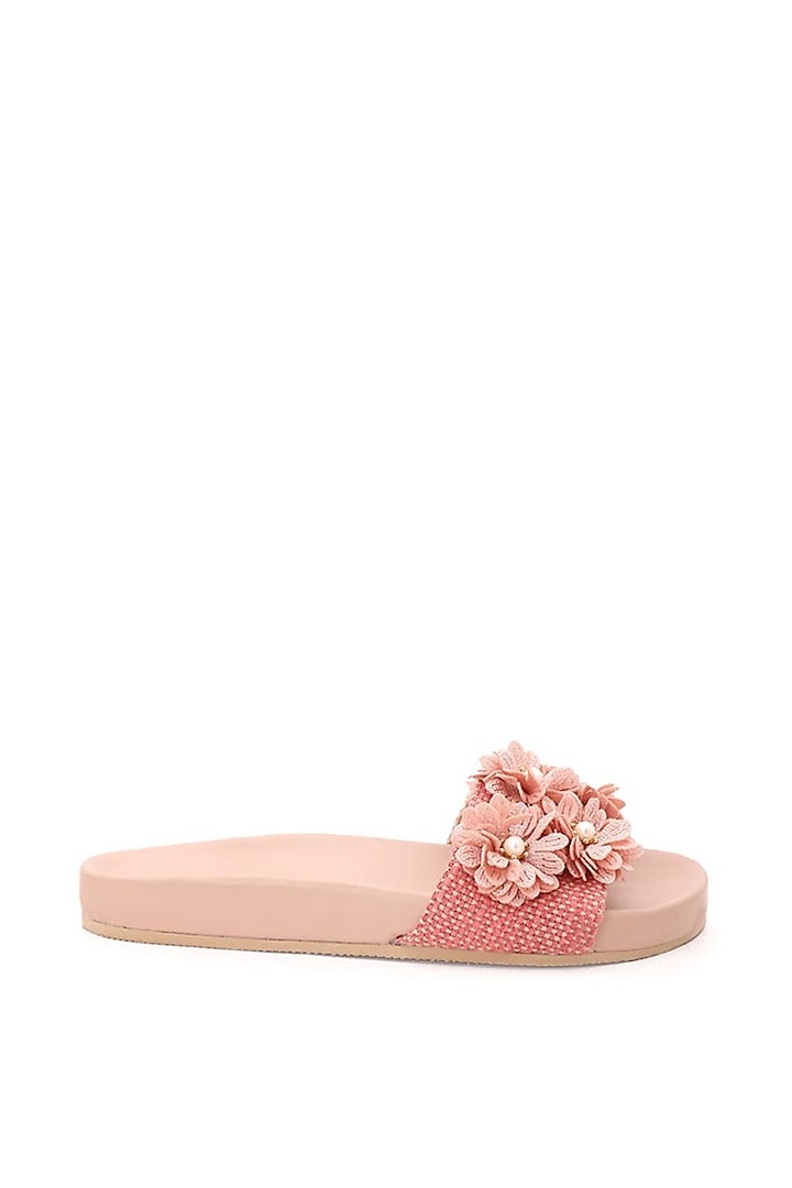 Pink Hand Embroidered Sliders Design by 5 Elements at Pernia's Pop Up ...