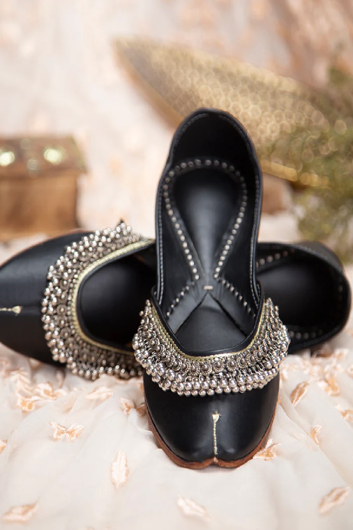 Black Embellished Juttis by 5 Elements at Pernia's Pop Up Shop 2025