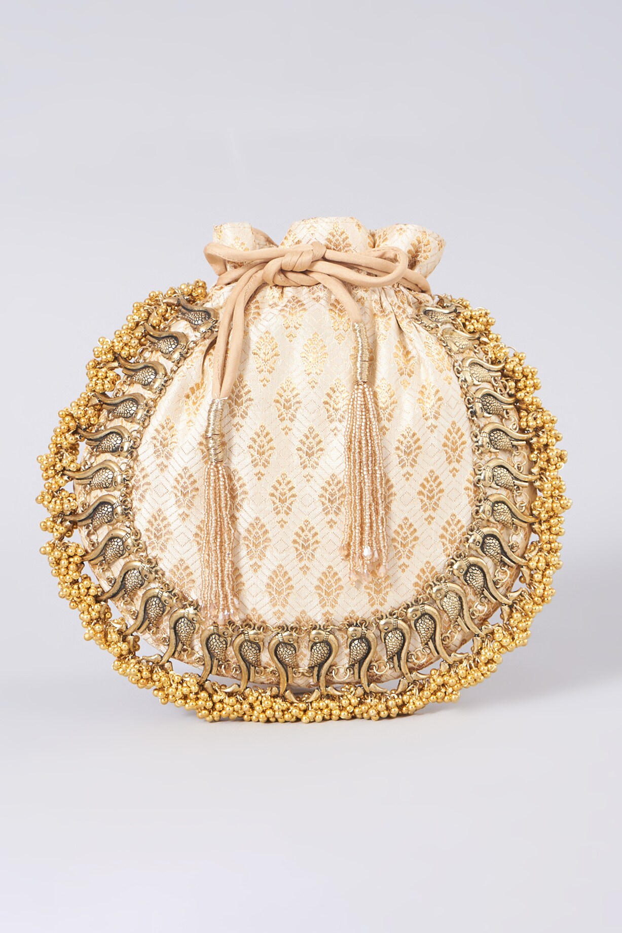 Light Gold Polyester Embellished Potli Design by 5 Elements at Pernia's ...