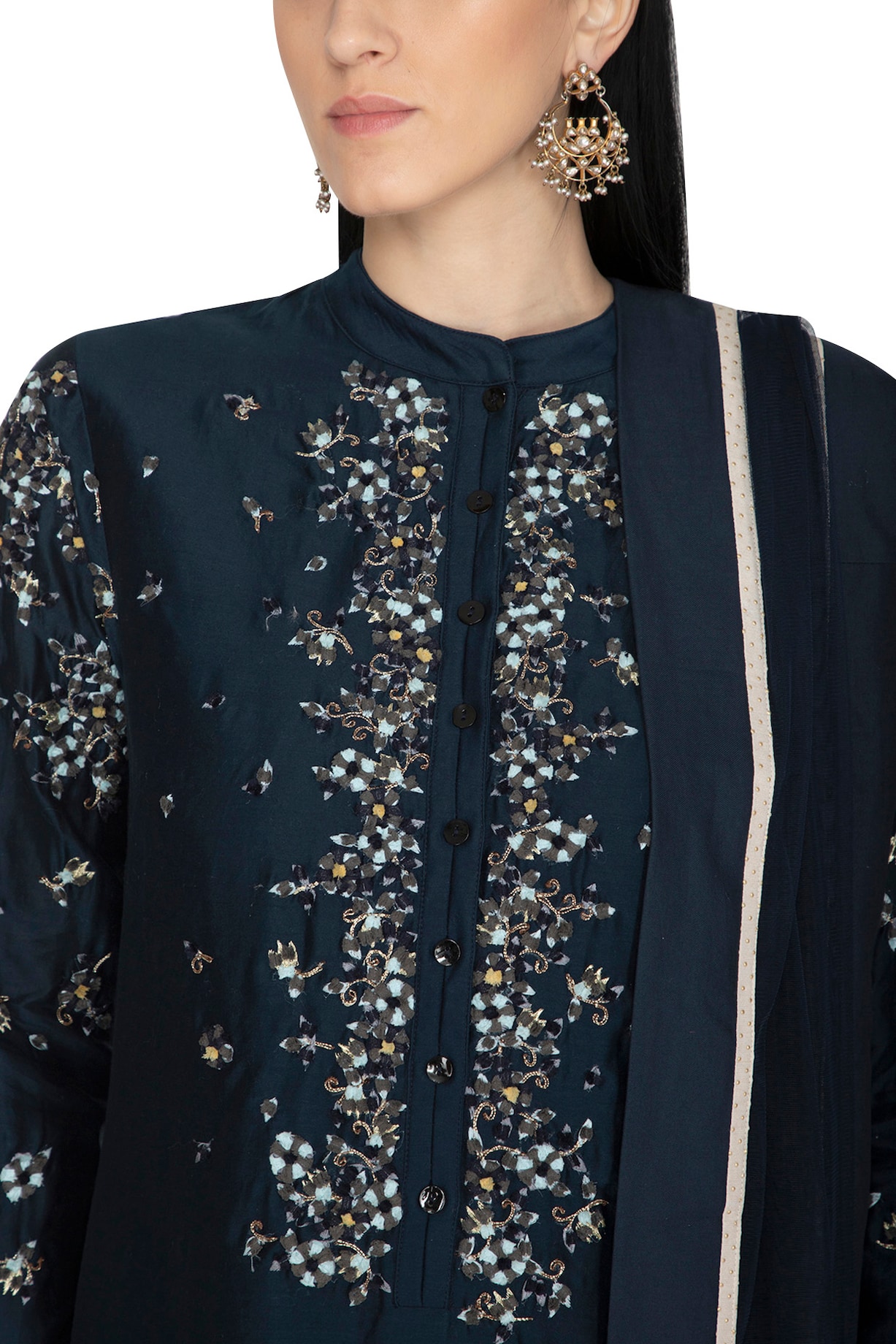 Navy Blue Embroidered Tunic Set Design by 5X by Ajit Kumar at Pernia's ...