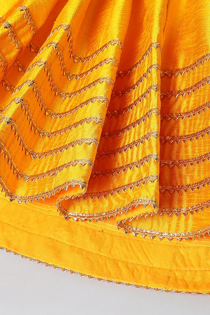 Yellow Matka Silk Gota Embroidered Lehenga Set For Girls by BYB PREMIUM ...