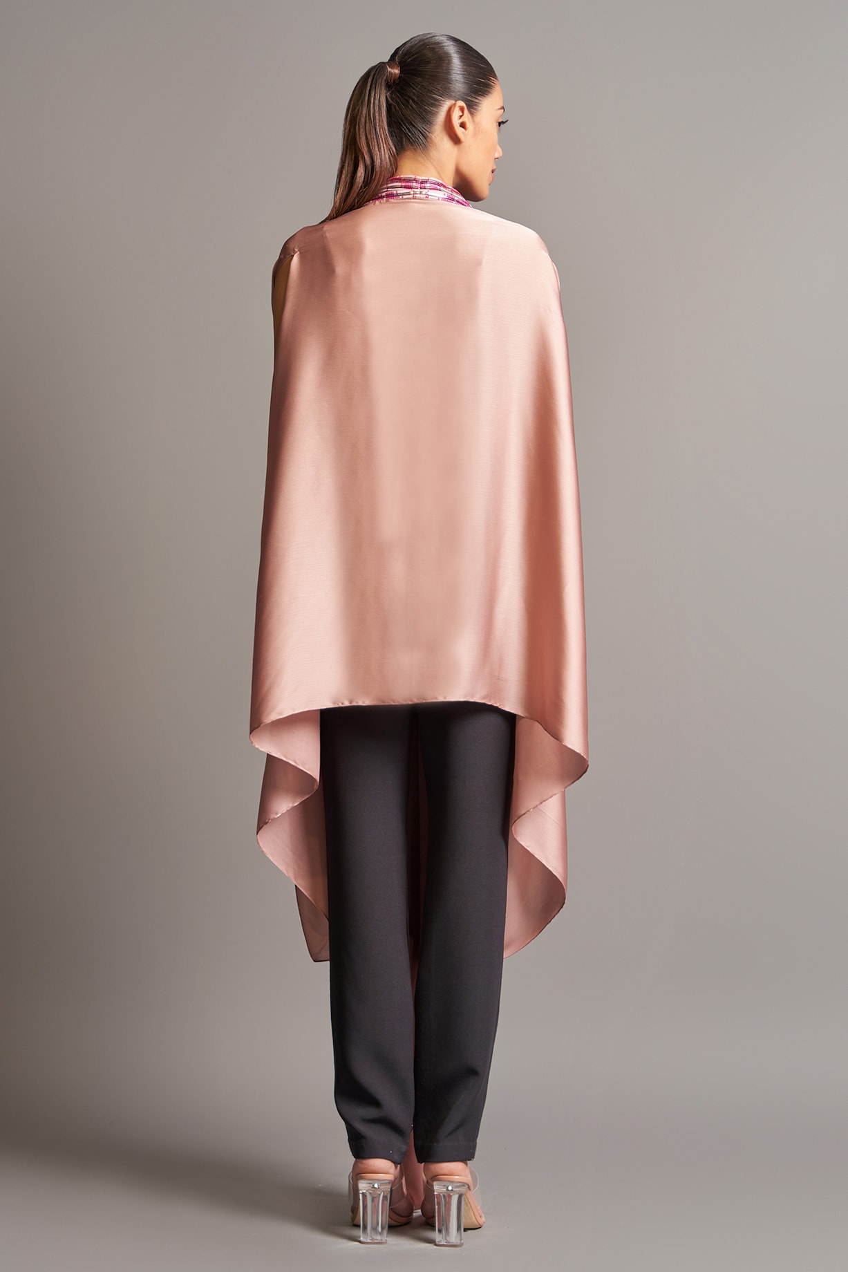 Blush Pink Metallic Chevron Cape by Amit Aggarwal at Pernia's Pop Up ...