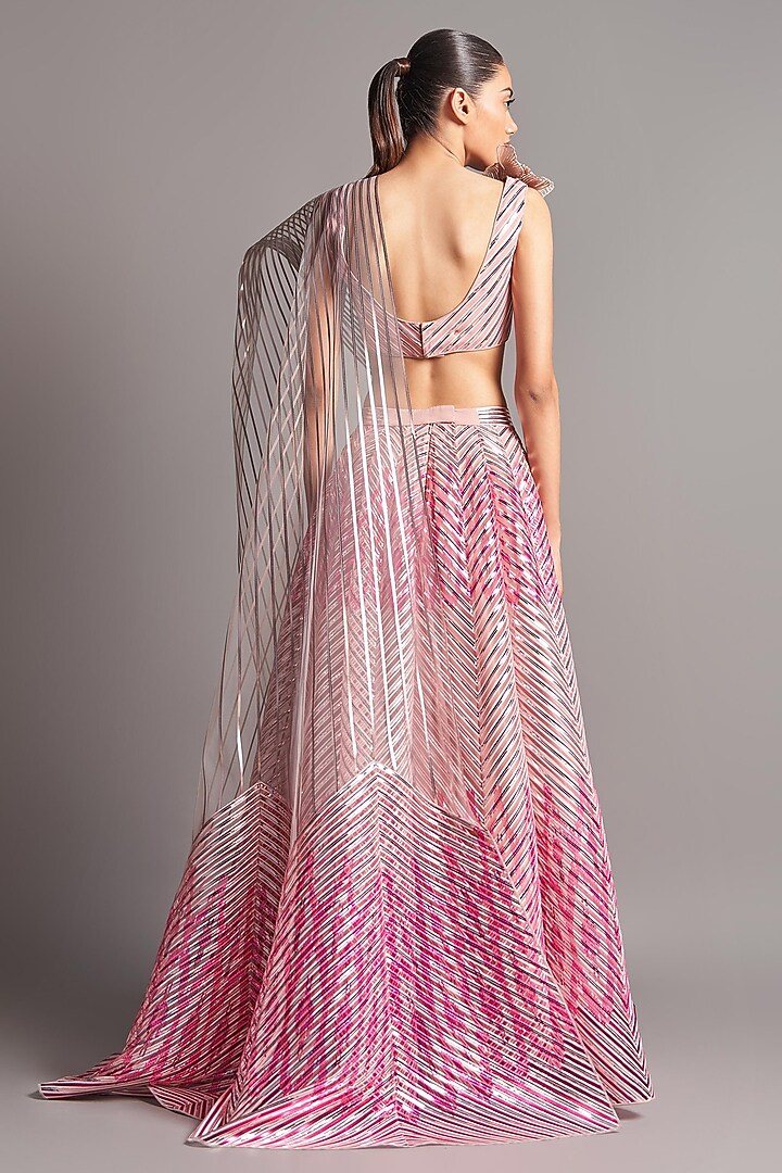 Blush Pink Embroidered Blouse With Bridal Lehenga by Amit Aggarwal at ...
