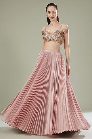 Blush Pink Plisse Bridal Lehenga Set by Amit Aggarwal at Pernia's Pop ...