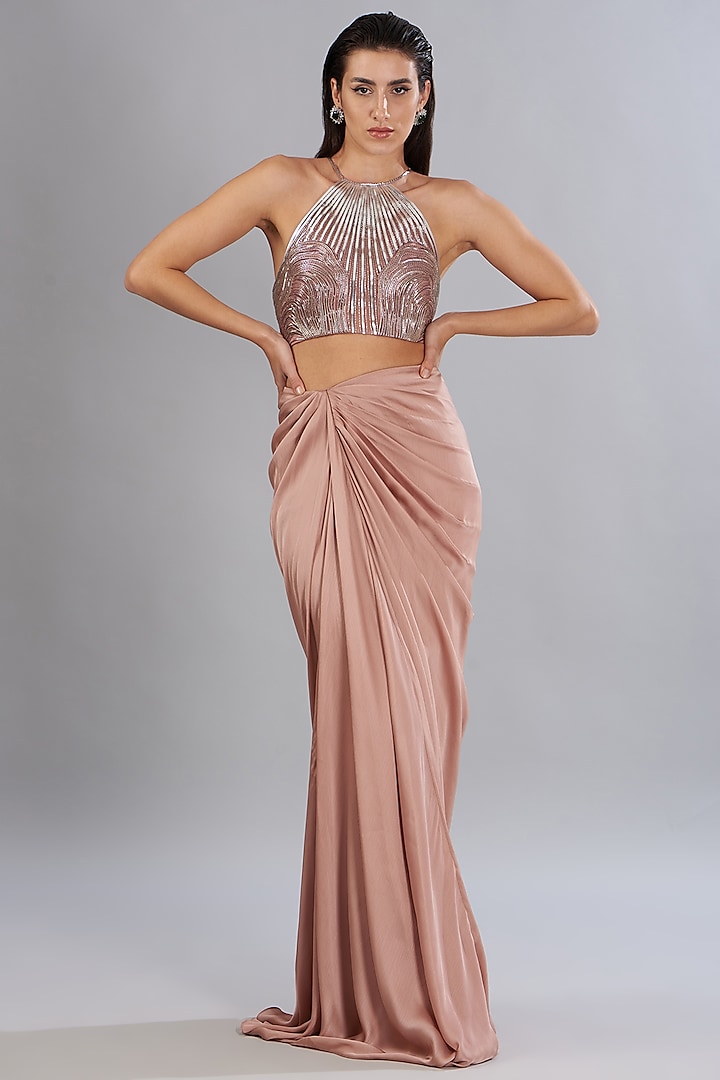 Blush Pink Satin Lehenga Set Design by Amit Aggarwal at Pernia's Pop Up ...