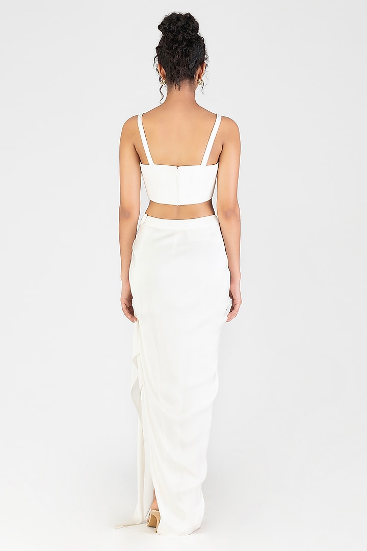 Pearl White Poplin Handwoven Metallic Bustier by Amit Aggarwal at ...