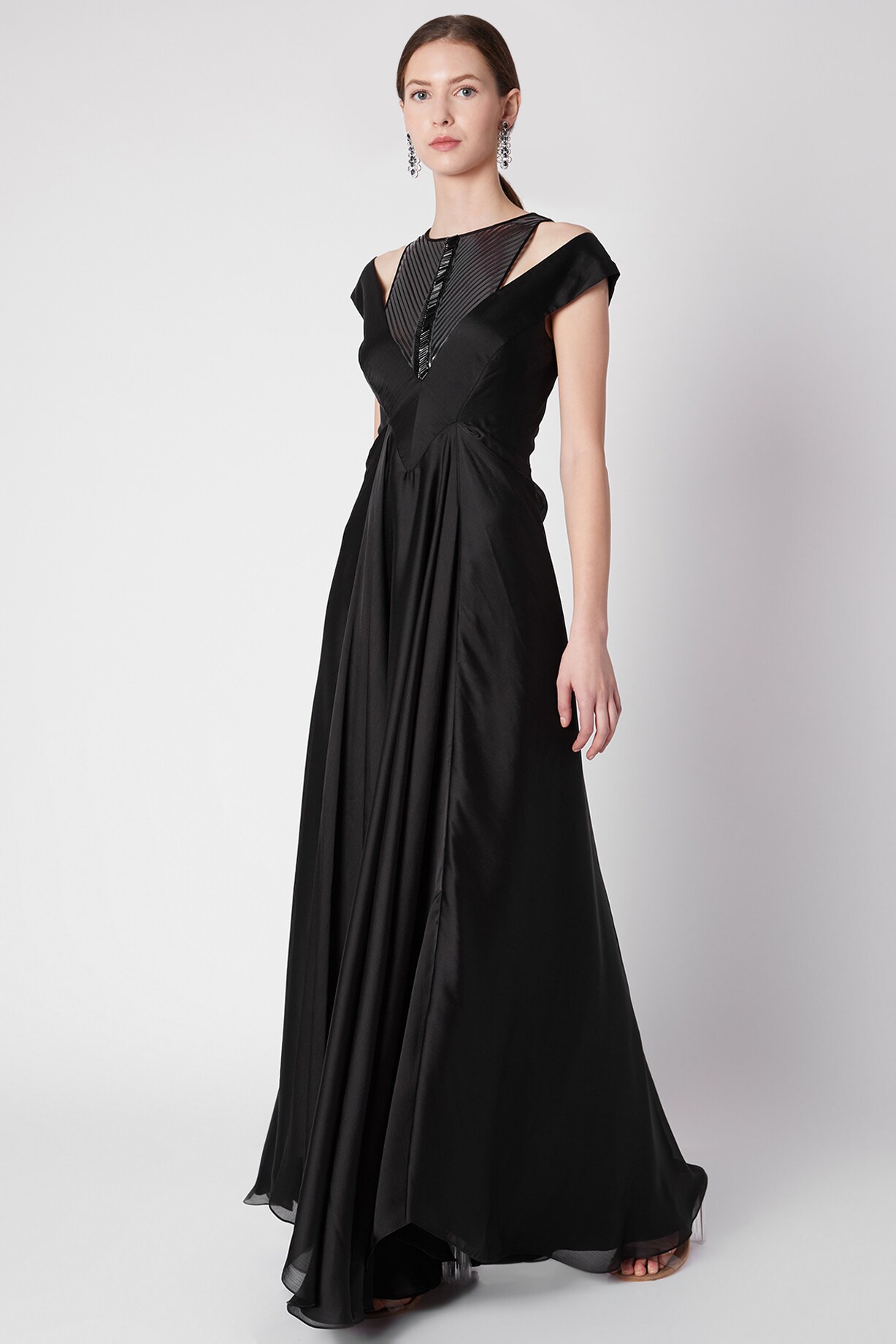 Black Nalki Embroidered Gown by Amit Aggarwal at Pernia's Pop Up Shop 2026