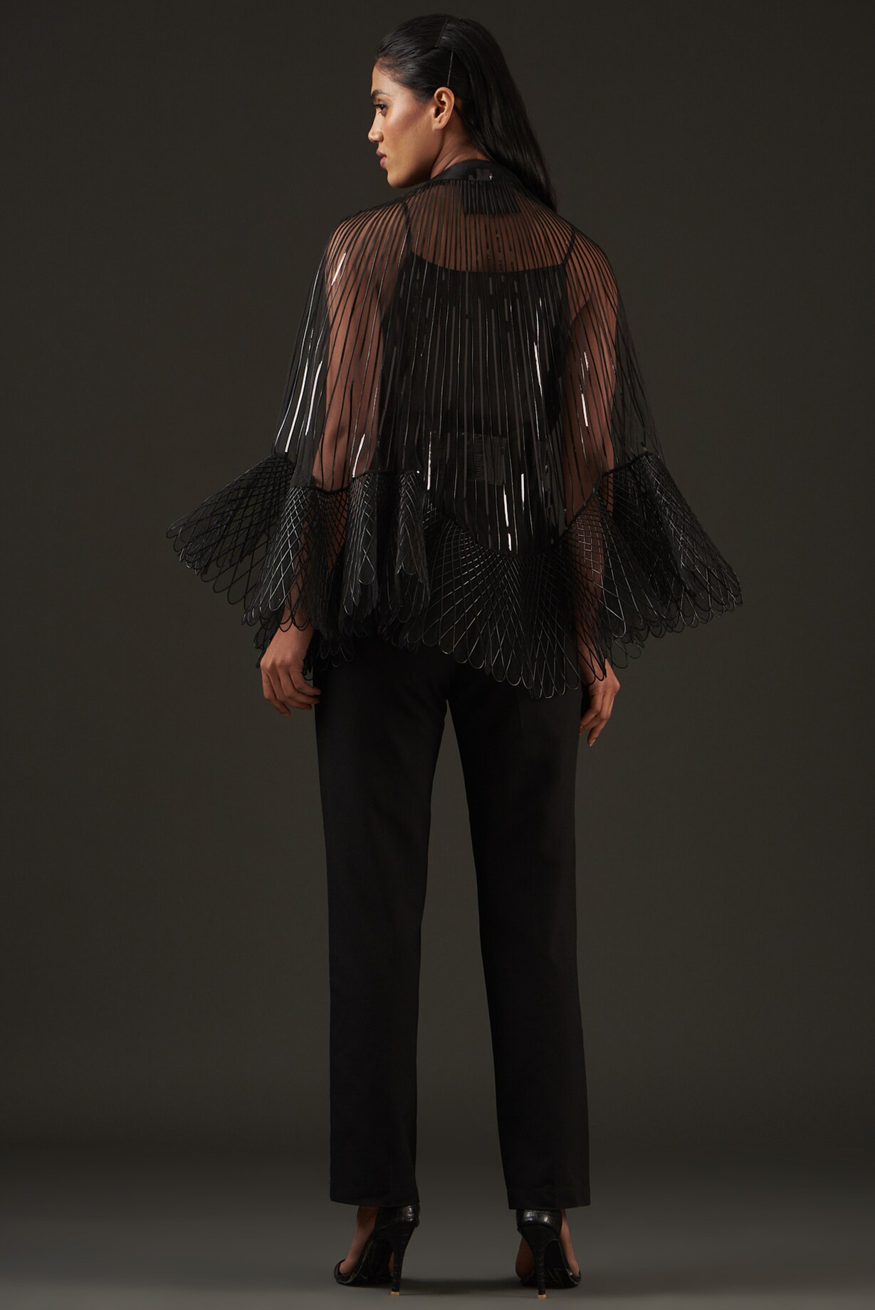 Black Tulle Jacket Set by Amit Aggarwal at Pernia's Pop Up Shop 2026