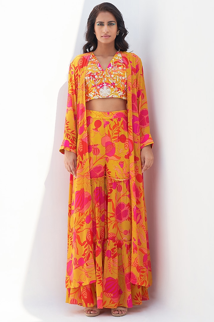 Yellow Silk Jacket Set by Archana Shah at Pernia's Pop Up Shop 2026