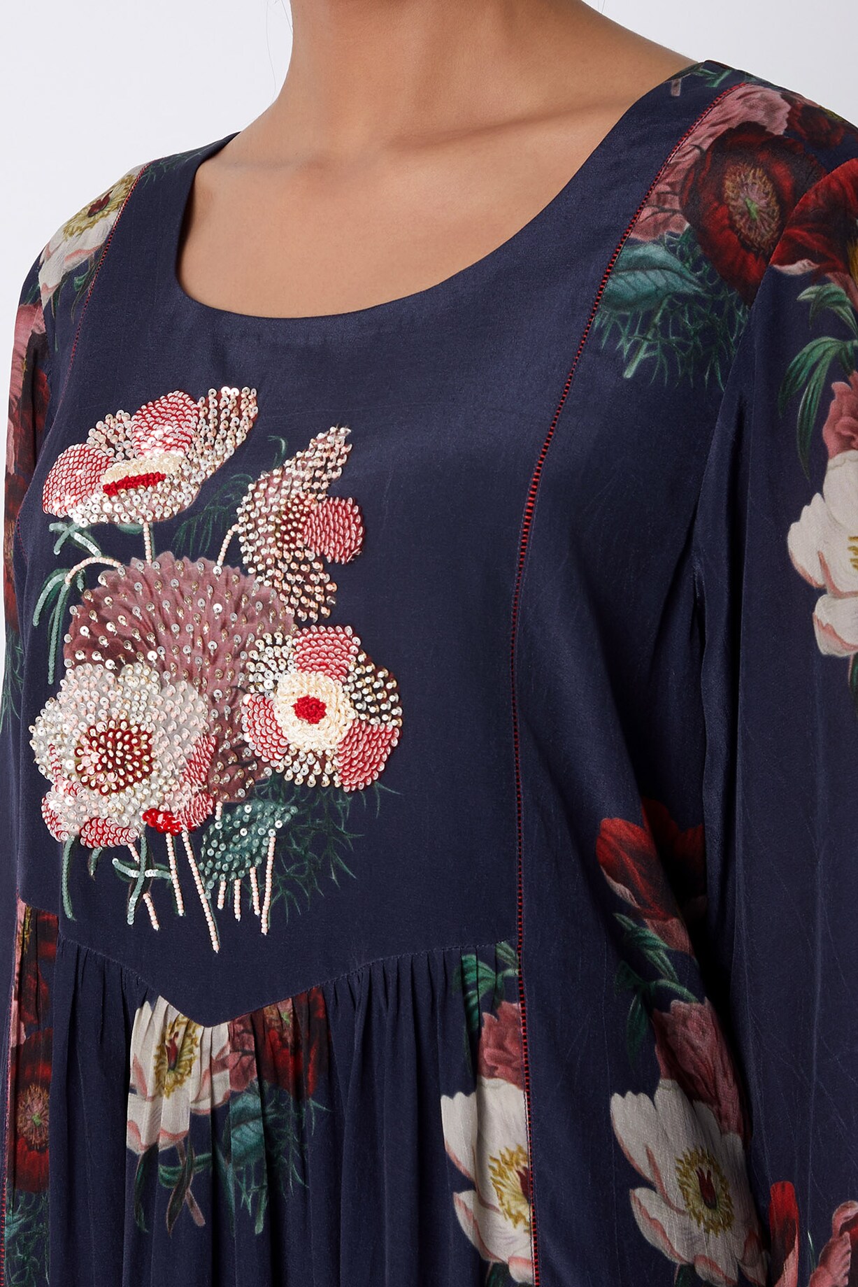 Cobalt Blue Embroidered Tunic by Archana Shah at Pernia's Pop Up Shop 2024