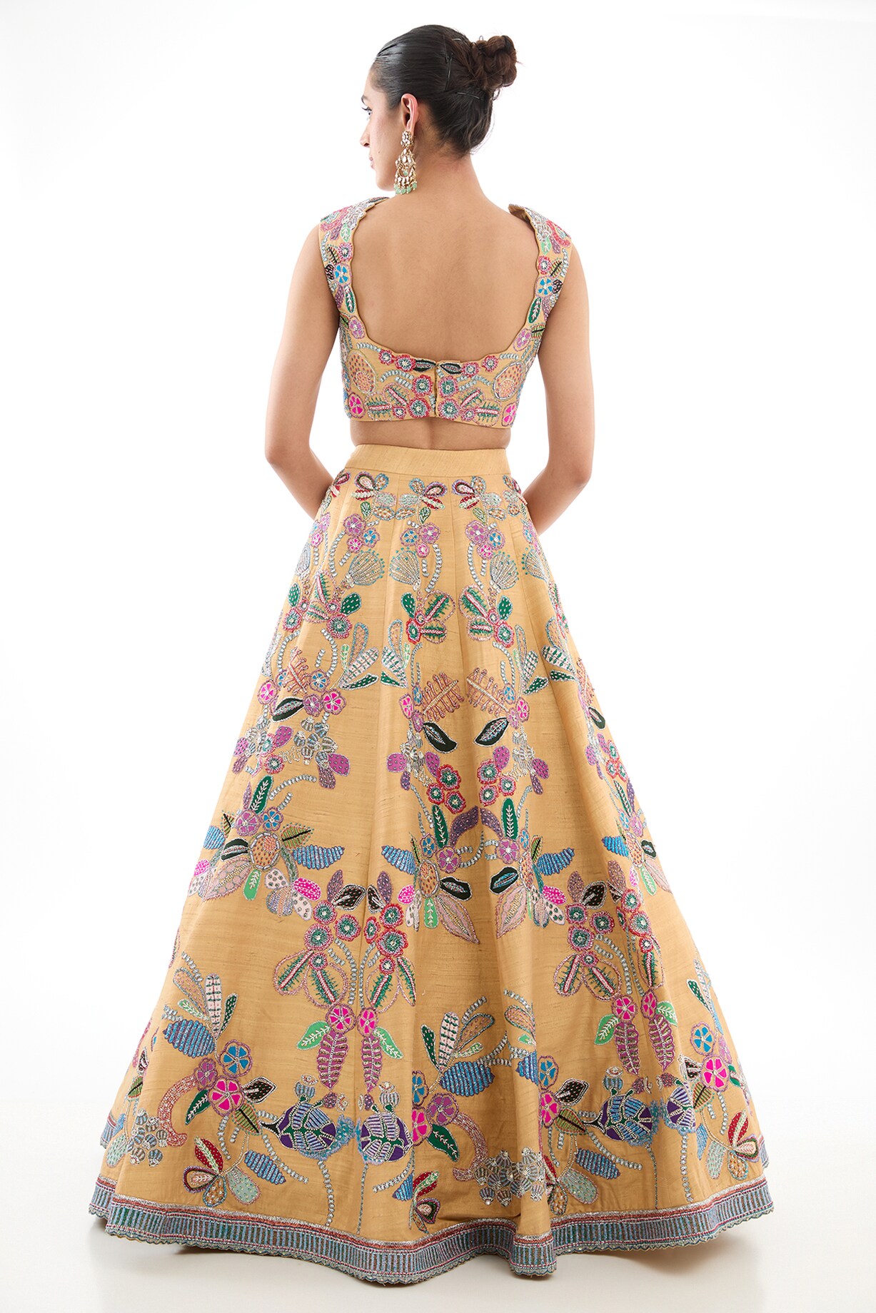 Yellow Raw Silk Applique Embellished Bridal Lehenga Set by Aisha Rao at ...