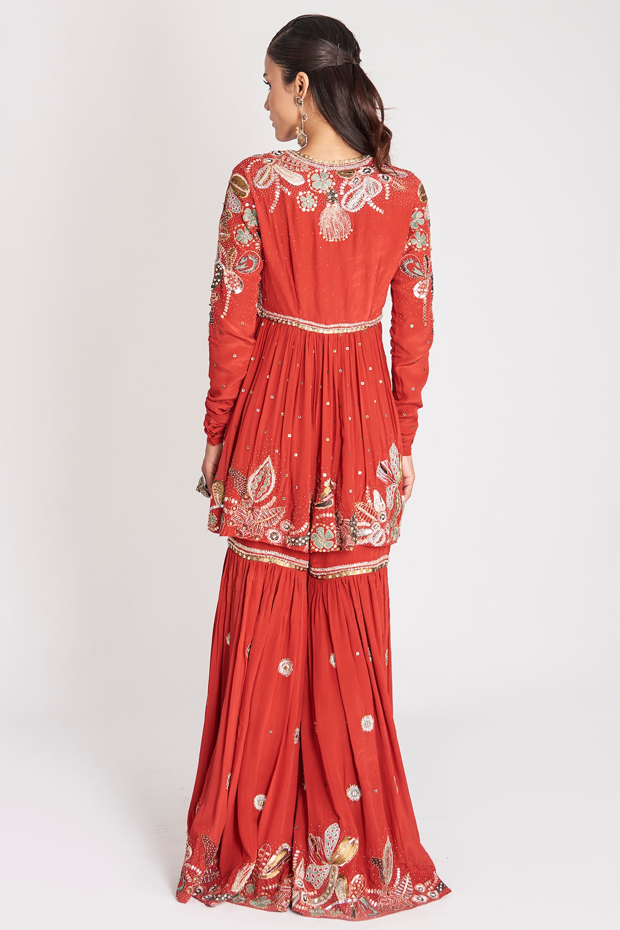 Rust Red Mulberry Crepe Gharara Set by Aisha Rao at Pernia's Pop Up ...