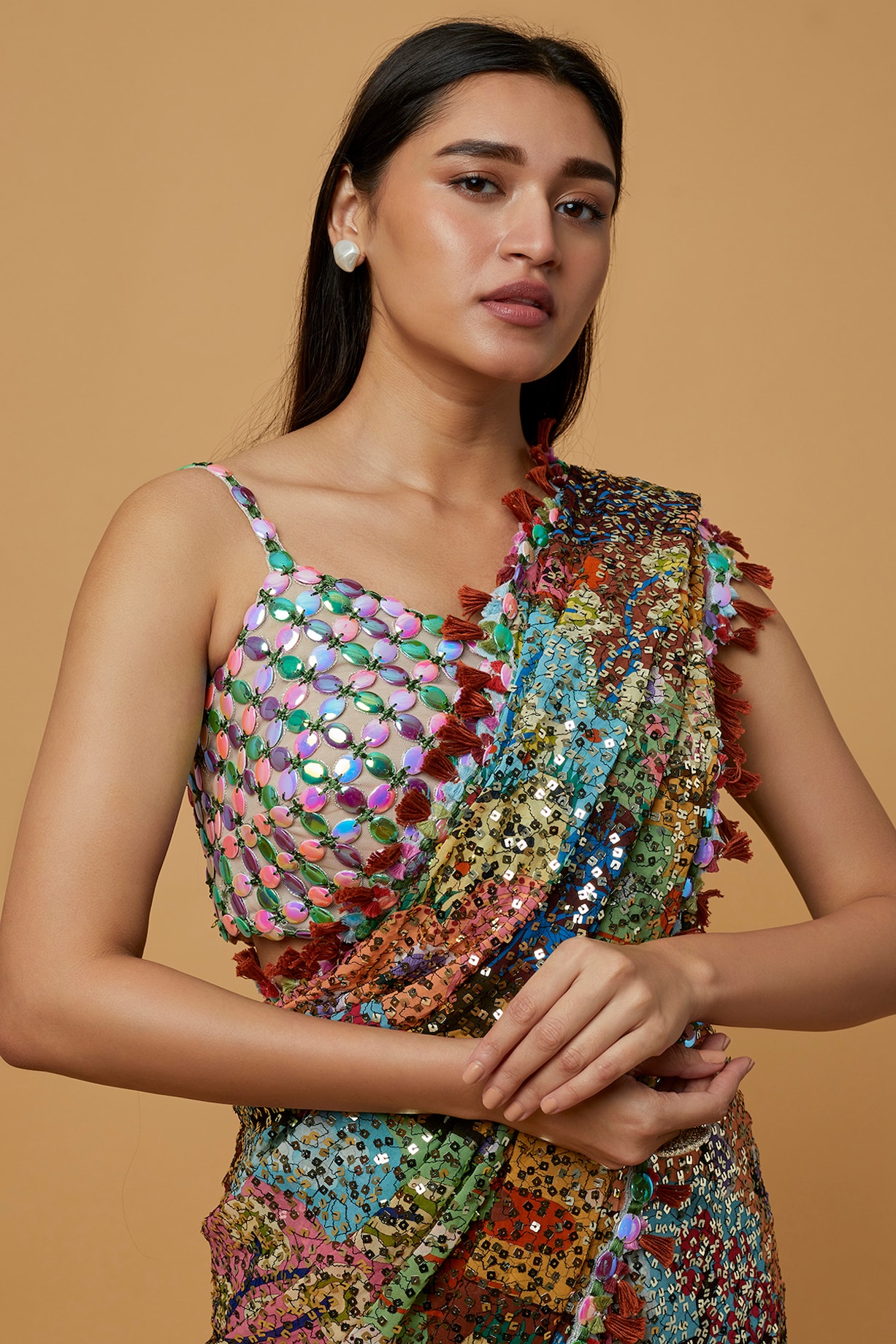 Multi-Colored Embroidered Saree Set Design by Aisha Rao at Pernia's Pop ...