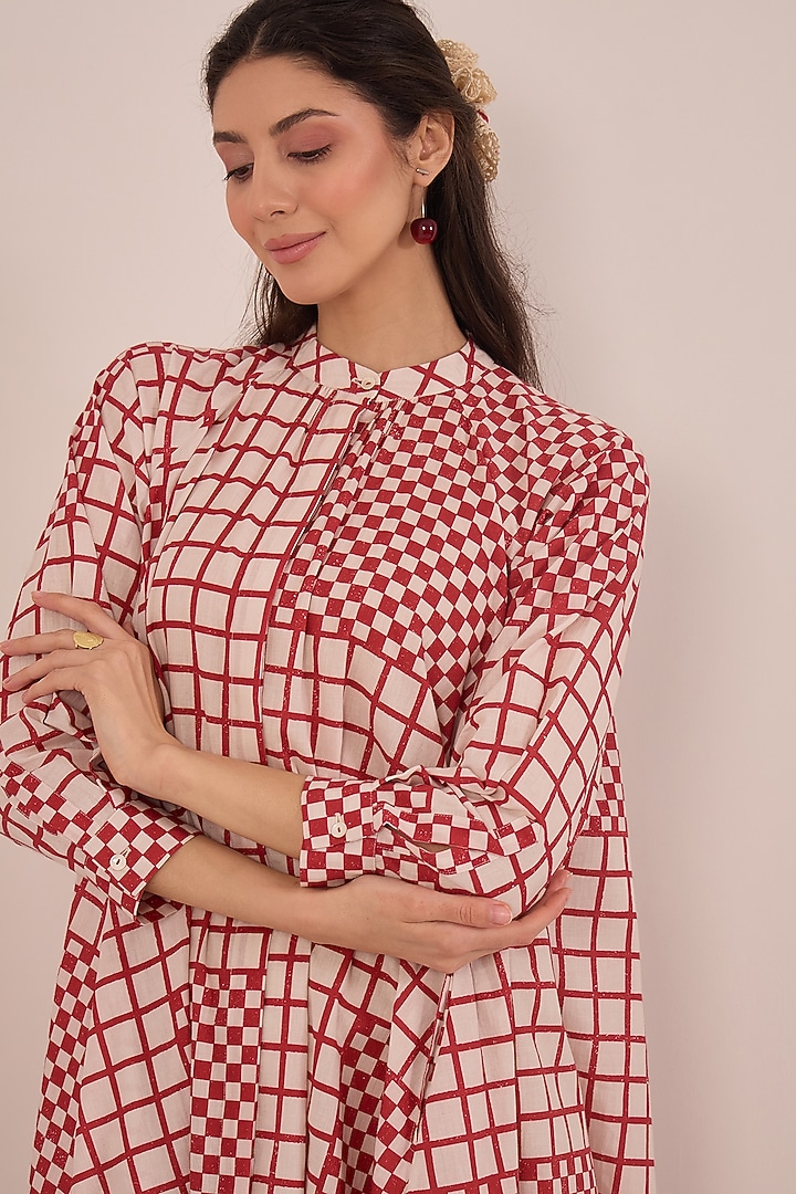 Pink Cotton Printed Midi Summer Dress by Shivani Bhargava at Pernia's ...