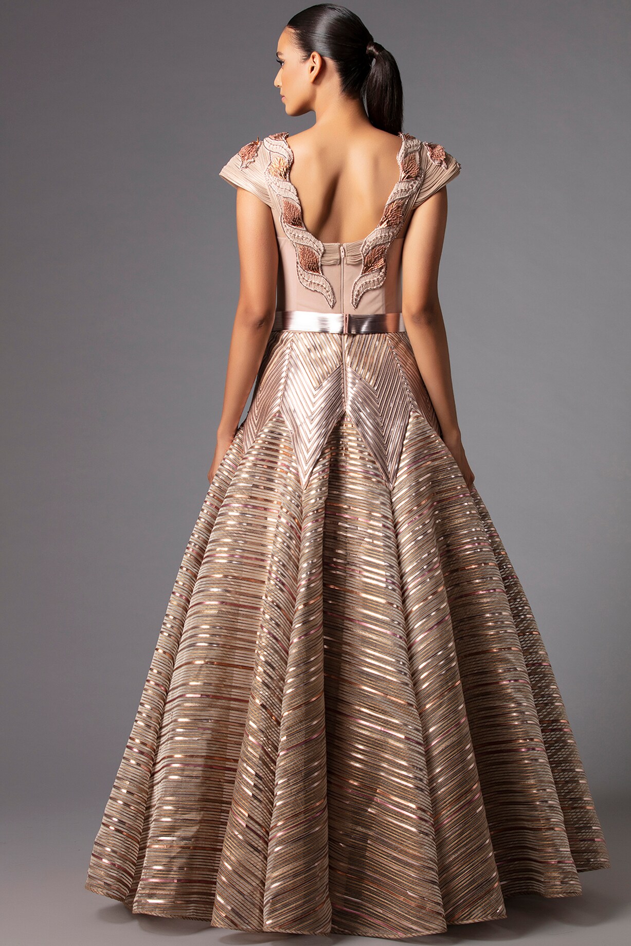 Blush Pink Metallic Structured Gown by Amit Aggarwal at Pernia's Pop Up ...