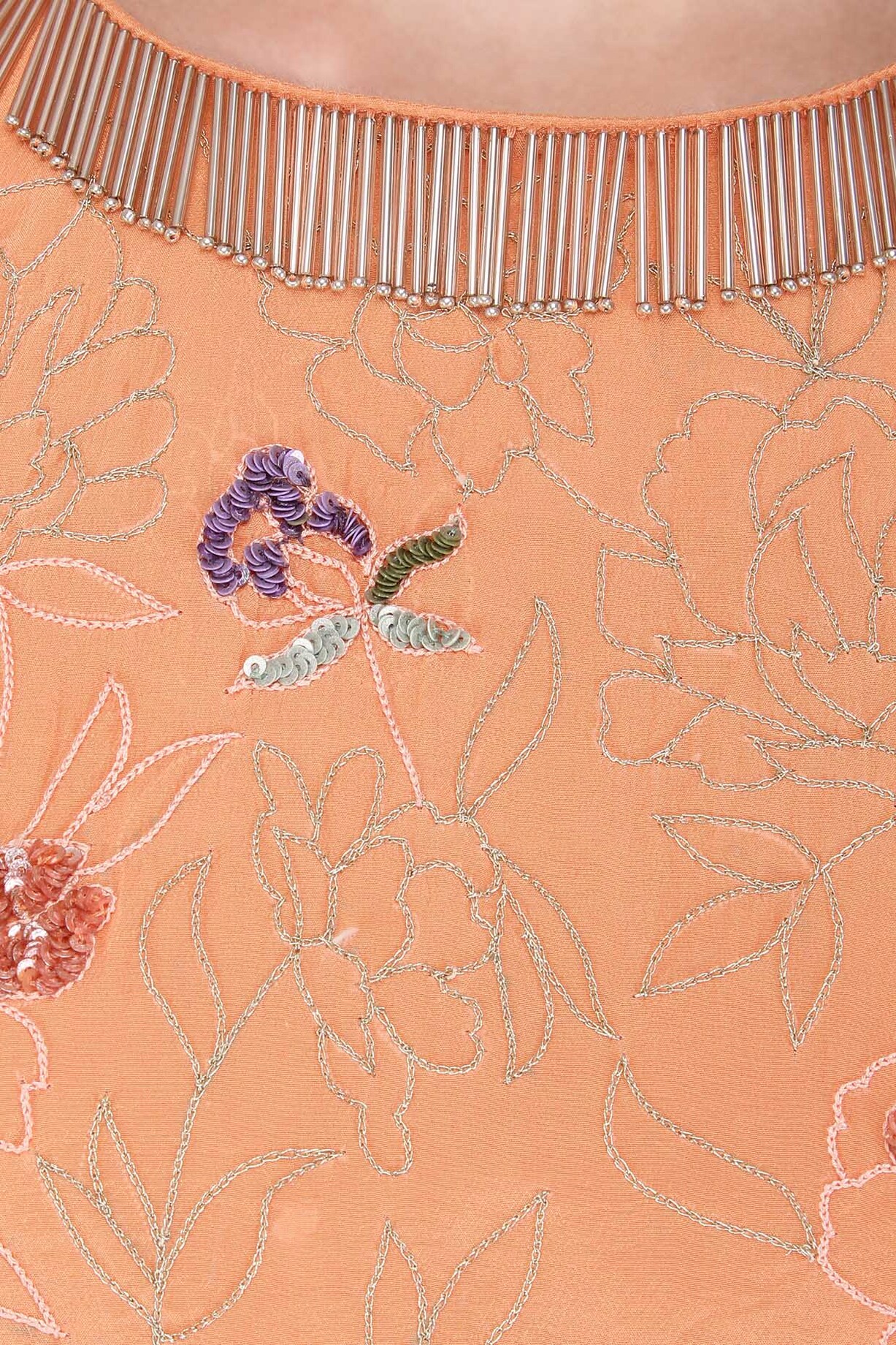 Coral peach embroidered top with flared pants available only at Pernia ...