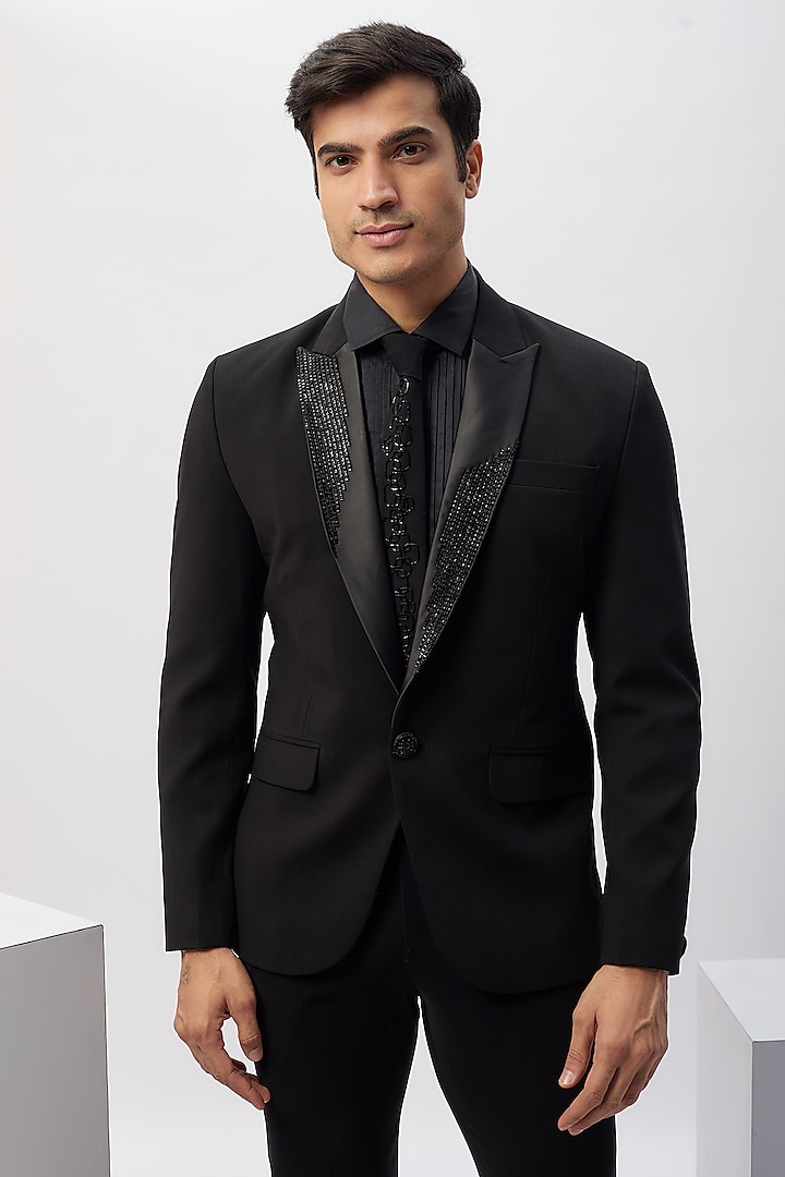 Black Japanese Rayon Hand Work Tuxedo Set by Abees at Pernia's Pop Up ...