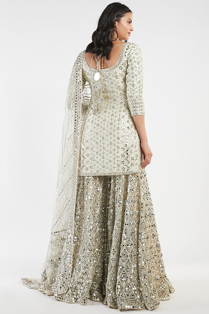 Ivory & Gold Hand Embroidery Sharara Set by Abhinav Mishra at Pernia's ...