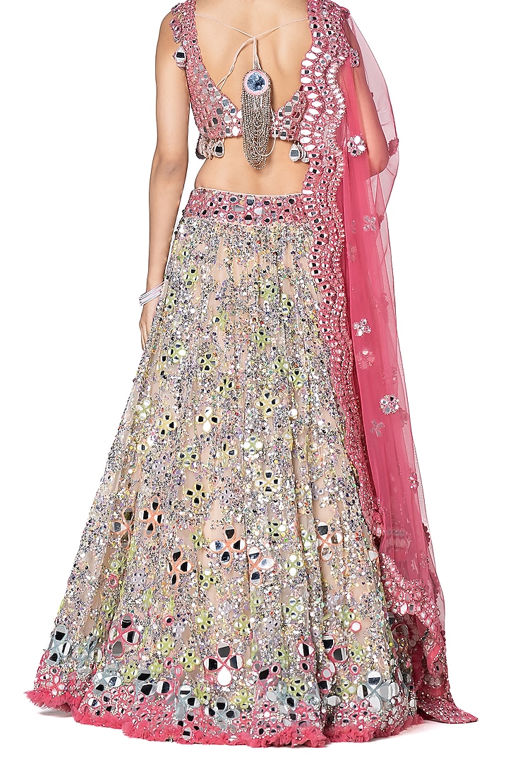Multi-Colored Net Embroidered Lehenga Set Design by Abhinav Mishra at ...