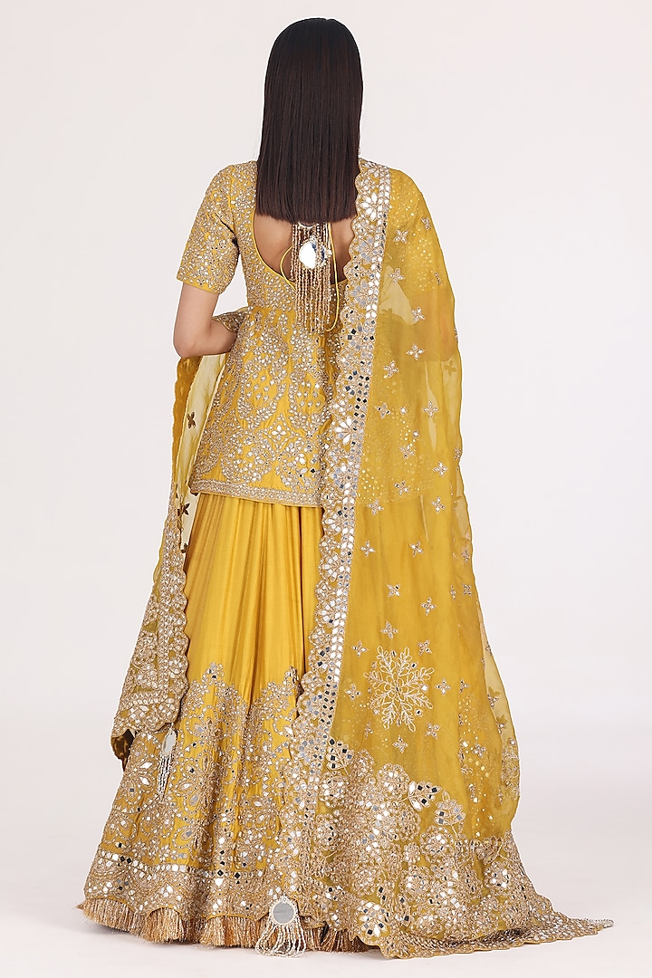Goldenrod Haldi Chanderi Gota & Mirror Embellished Bridal Lehenga Set ...