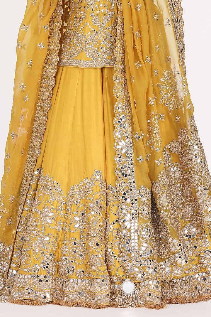Goldenrod Haldi Chanderi Gota & Mirror Embellished Bridal Lehenga Set ...