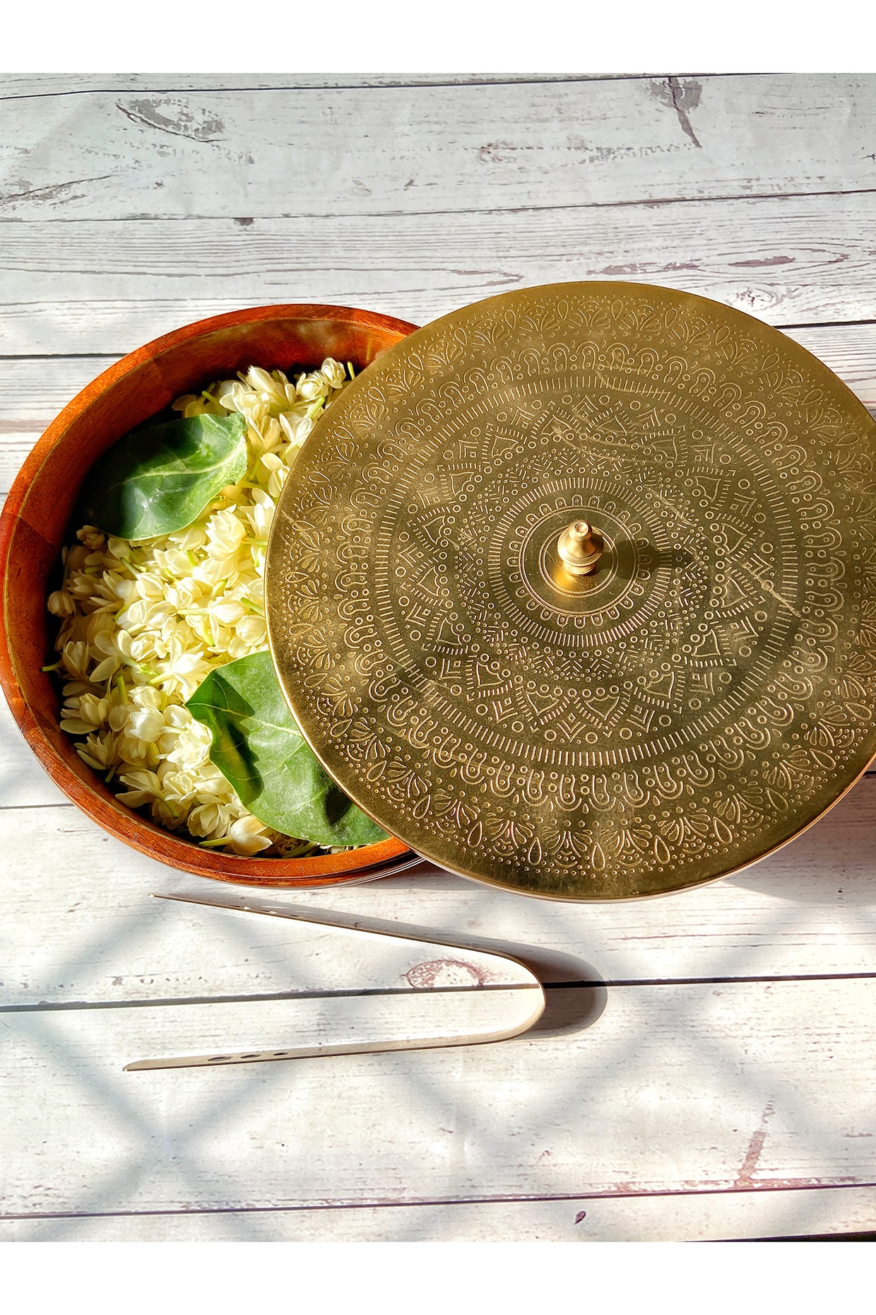 Gold Mango Wood and Steel Chapati Box by Abel House at Pernia's Pop Up ...