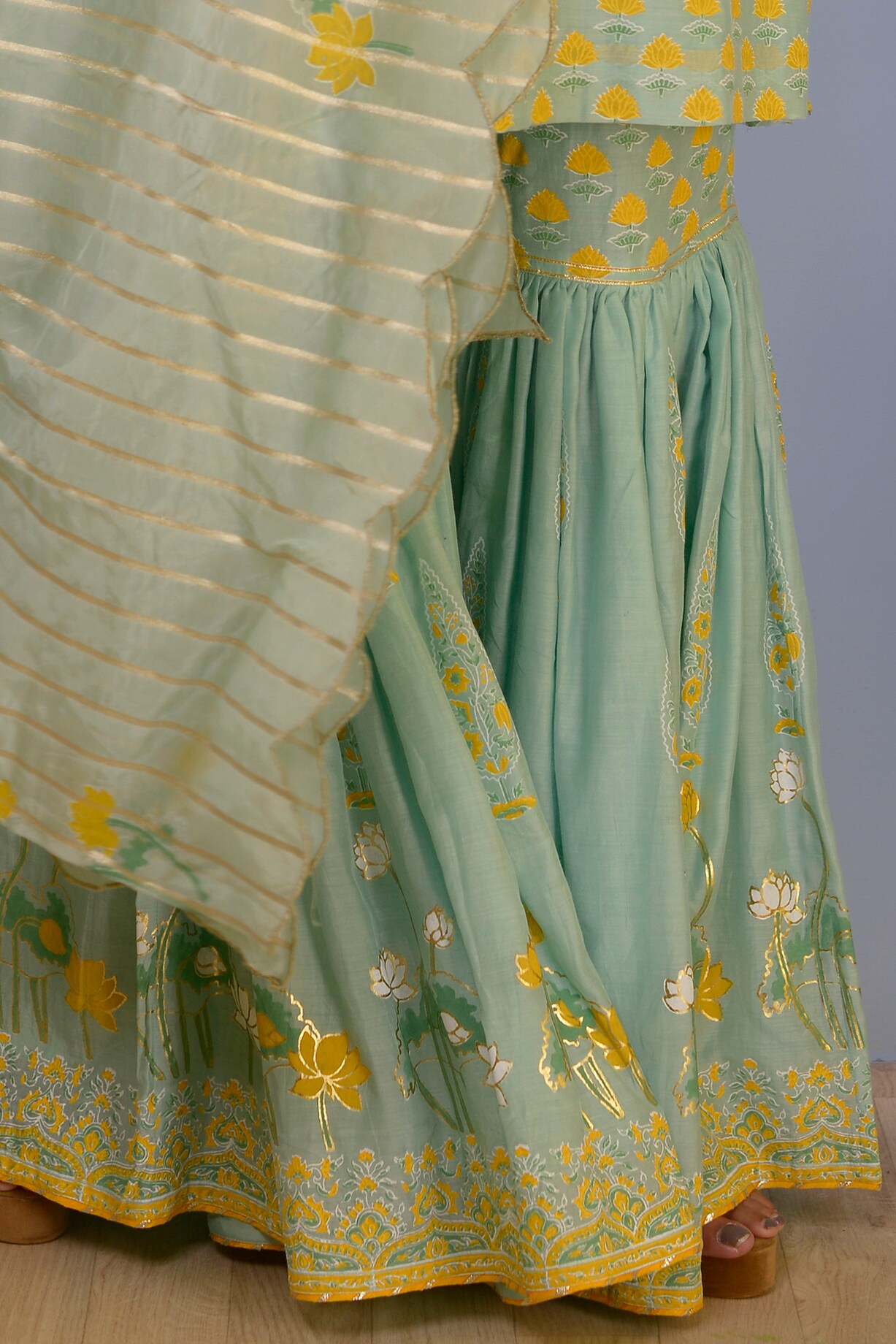 Sea Green Printed Gharara Set Design by Abbaran at Pernia's Pop Up Shop ...