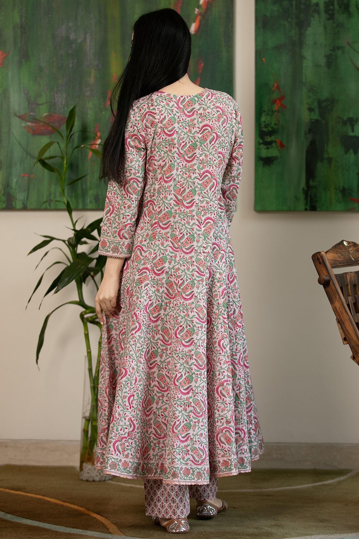 Pink Hand Block Printed Anarkali Set Design by Abbaran at Pernia's Pop ...