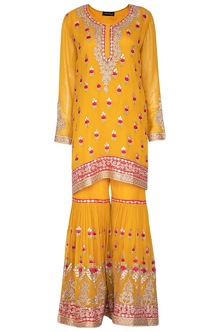 Haldi Yellow Embroidered Gharara Set by Abhi Singh at Pernia's Pop Up ...