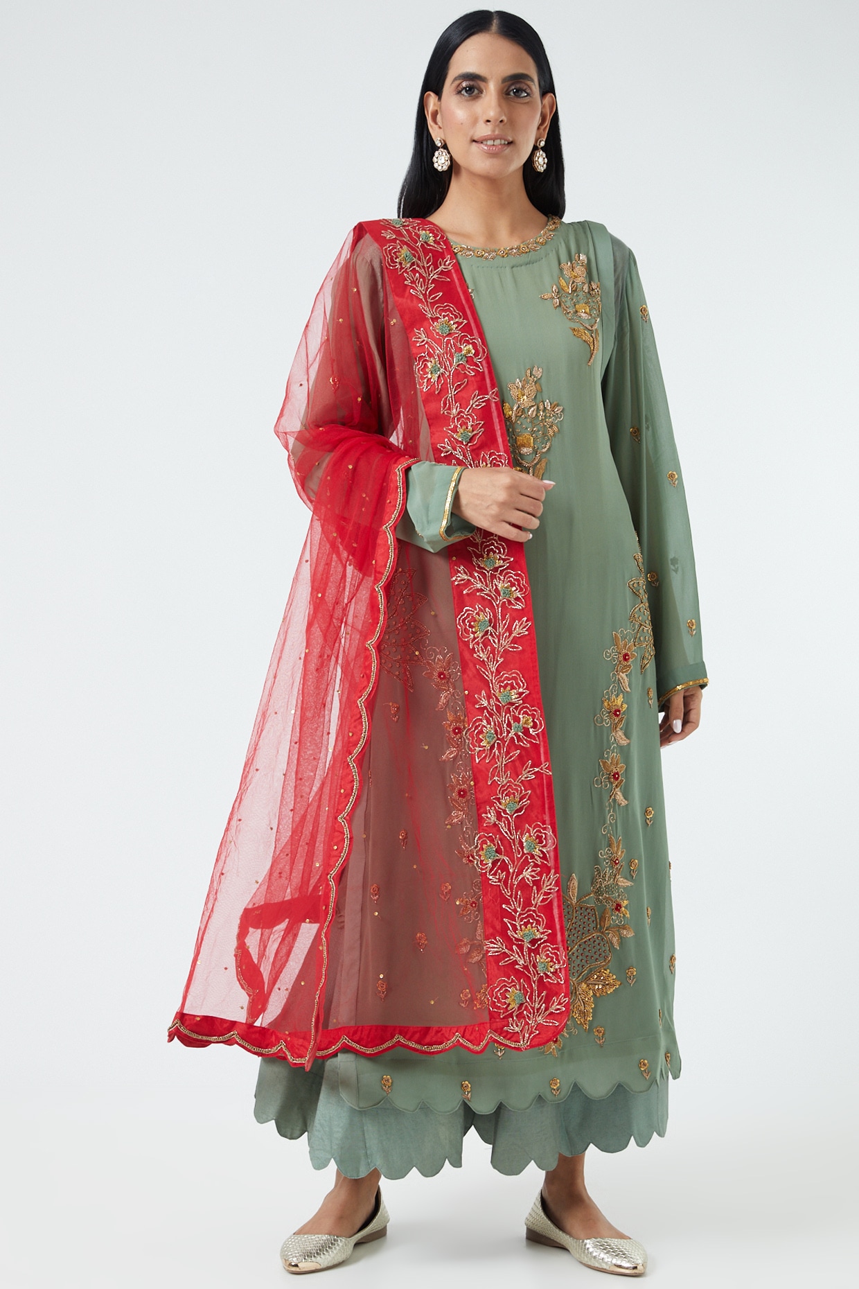 Emerald Green Embroidered Anarkali by Abhi Singh at Pernia's Pop Up ...