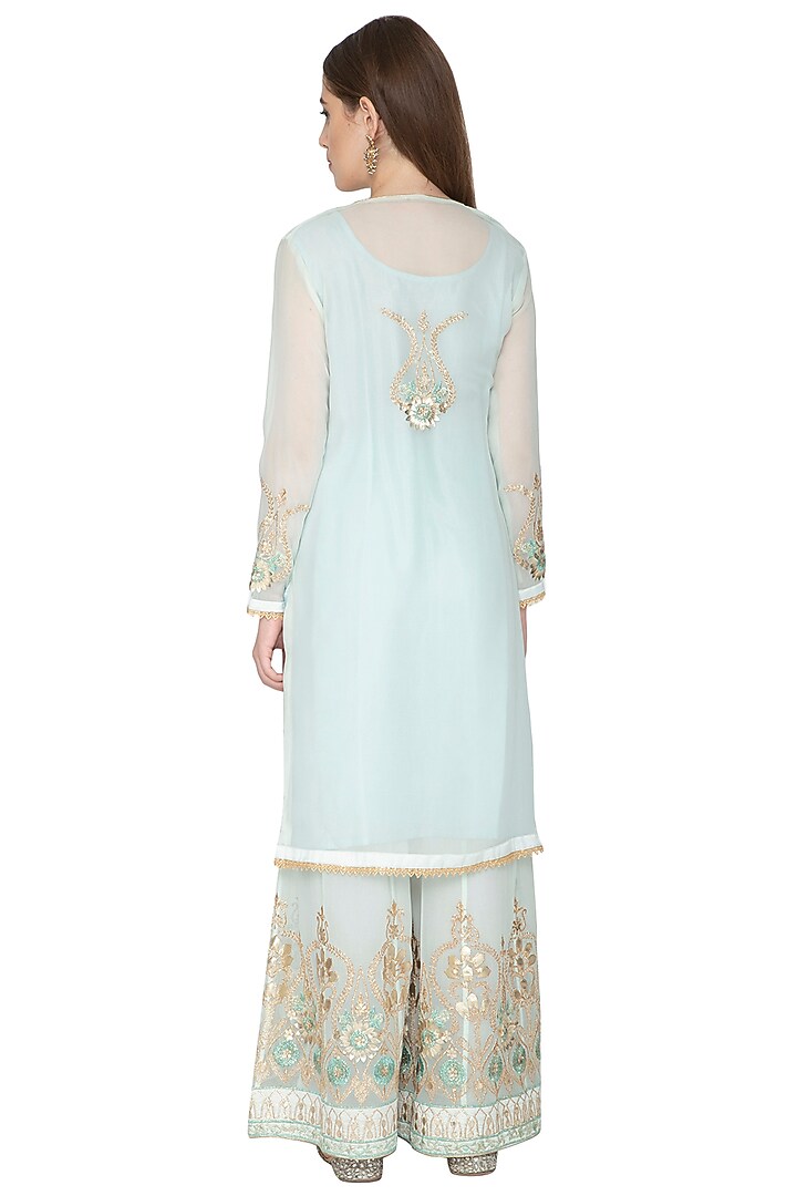 Sky Blue Embroidered Sharara Set by at Pernia's Pop Up Shop 2025