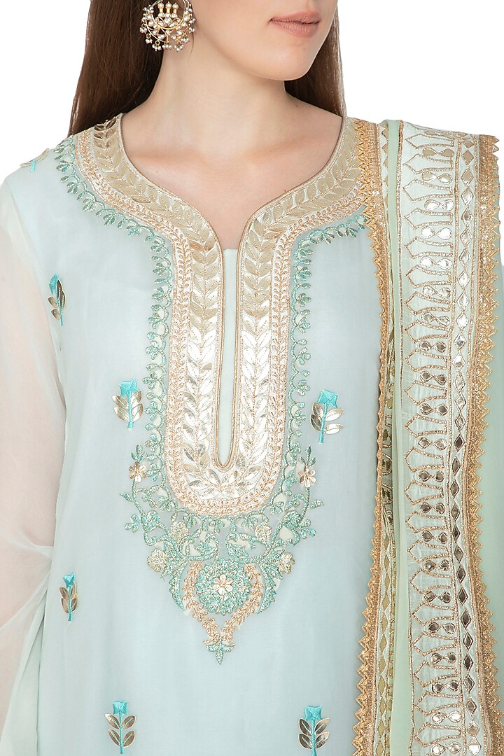 Sky Blue Embroidered Sharara Set by at Pernia's Pop Up Shop 2025