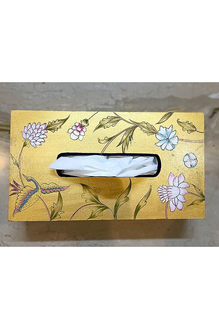 Golden Mango Wood Hand-Painted Tissue Box Design by ACE THE SPACE at ...