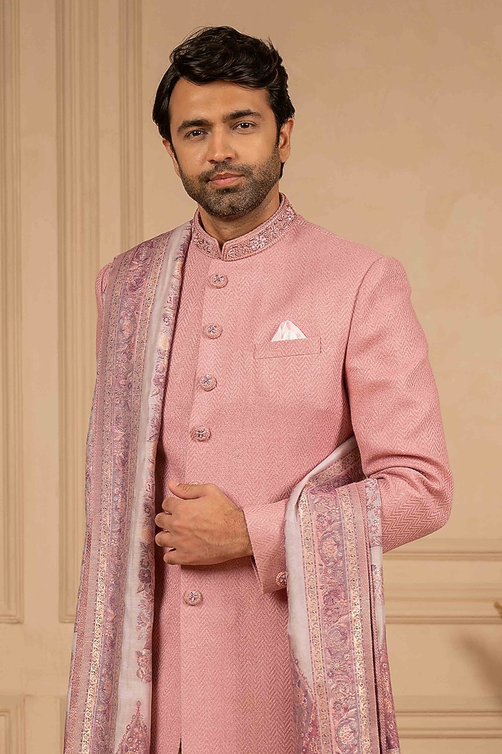 Dusty Rose Matka Hand Embroidered Wedding Sherwani Set by ADANI at ...