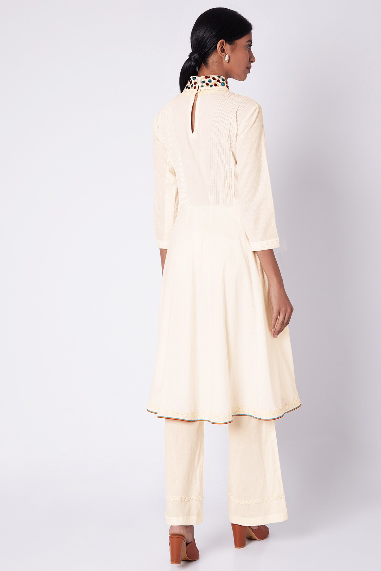 White Embroidered Open Front Tunic by Adah at Pernia's Pop Up Shop 2025