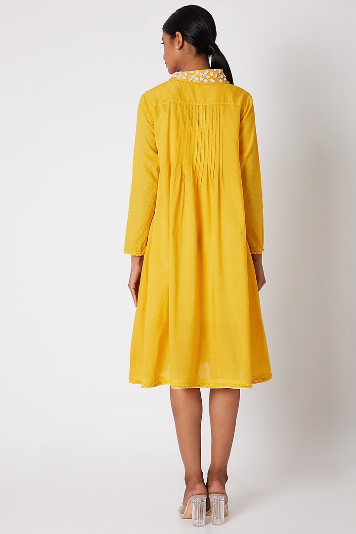Yellow Tunic With Embroidered Collar by Adah at Pernia's Pop Up Shop 2025
