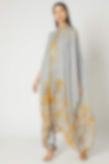 Grey Printed Embroidered Cape Set Design by Adah at Pernia's Pop Up ...