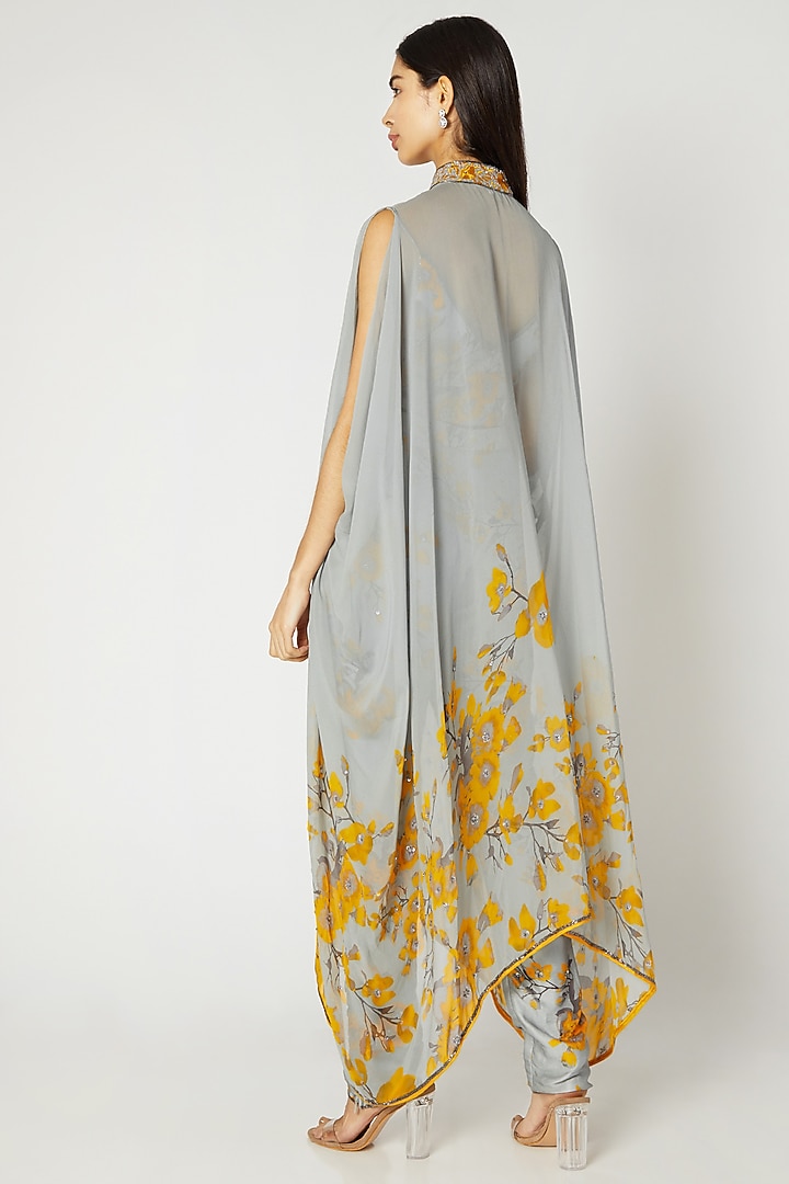 Grey Printed Embroidered Cape Set Design by Adah at Pernia's Pop Up ...