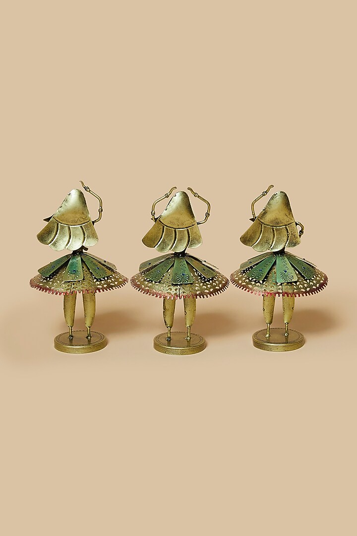 Multi-Colored Metal Dancing Lady Sculpture Set Design by Home Decor by ...
