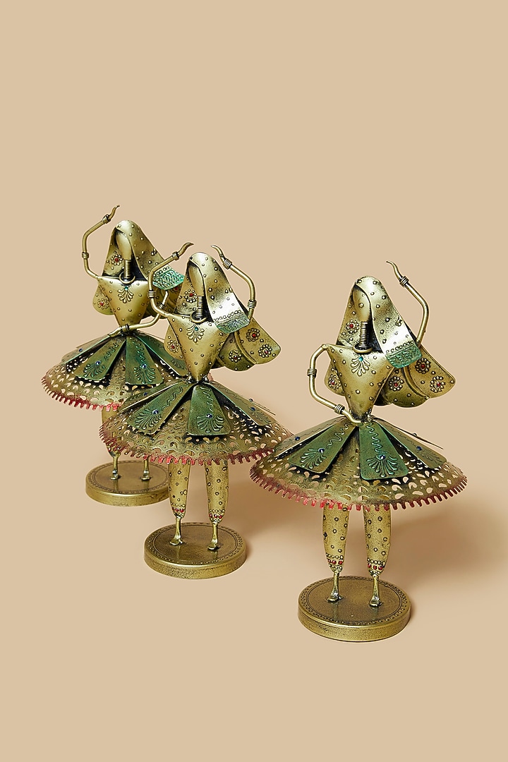 Multi-Colored Metal Dancing Lady Sculpture Set Design by Home Decor by ...